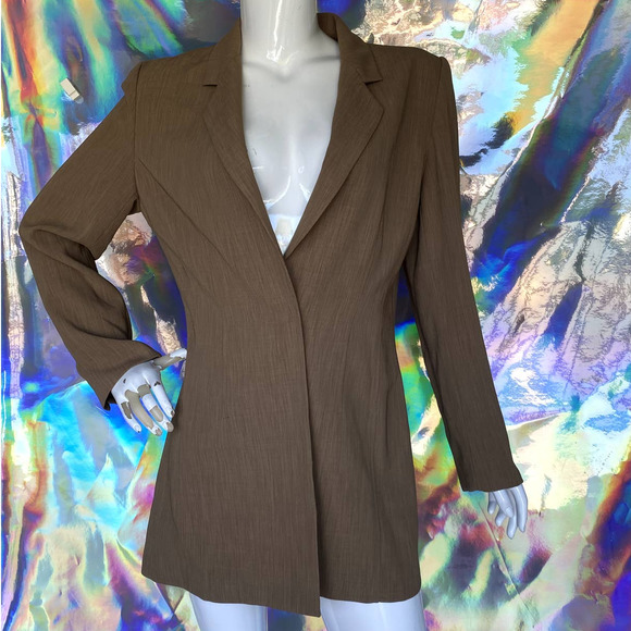 Halston Heritage | Jackets & Coats | Tan Longline Halston Blazer | Poshmark